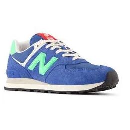 Sneaker New Balance "574", Damen, Gr. 38, blau (blau agate, lime leaf), Leder, Textil, mehrfarbig, Schuhe Sneaker