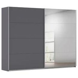 Schwebet&uuml;renschrank OTTO HOME "Kleiderschrank Schrank Garderobe Schlafzimmerschrank THANOS", grau (graumetallic mit spiegel), B:271cm H:210cm T:62cm, Holzwerkstoff, Schr&auml;nke, Schwebet&uuml;renschrank, Optional mit Spiegel, Metall-Griffleisten alufarben MADE IN GERMANY
