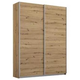 Schwebet&uuml;renschrank OTTO HOME "Kleiderschrank Schrank Garderobe Schlafzimmerschrank THANOS", braun (eiche artisan), B:136cm H:197cm T:62cm, Holzwerkstoff, Schr&auml;nke, Schwebet&uuml;renschrank, Optional mit Spiegel, Metall-Griffleisten alufarben MADE IN GERMANY