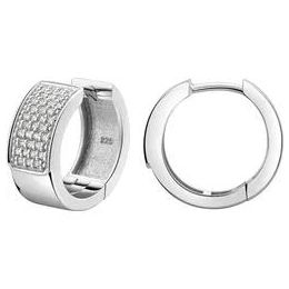Paar Creolen Firetti "Schmuck Geschenk Silber 925 Ohrschmuck Ohrringe", silberfarben, kristallwei&szlig;, kristallwei&szlig;, Ohrringe, Damen, 16mm, Silber 925 (Sterlingsilber), mit Zirkonia (synth.)