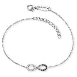 Armband Engelsrufer "Yin Yang Infinity Ocean Shade", silber (silberfarben, kristallwei&szlig;, dunkelgrau, schwarz, kristallwei&szlig;, dunkelgrau, schwarz), Armb&auml;nder, Damen, 20cm, Silber 925 (Sterlingsilber), Armband, Made in Germany - mit Zirkonia (synth.)