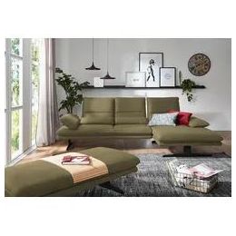 Ecksofa W.Schillig "broadway, Designsofa mit tollem Sitzkomfort", gr&uuml;n (camouflage z69), B:291cm H:94cm T:164cm, Longlife Xtra-Leder Z69: Das feinnarbige, gedeckte Softleder Z69 besticht durch seine au&szlig;ergew&ouml;hnliche Weichheit im trendigen &raquo;Vintage-Look&laquo;, Hautst&auml;rke 0, 9 - 1, 1 mm, Sofas, Ecksofa, Sitztiefenverstellung, Kopfteil- & Seitenteilverstellung, Breite 291cm