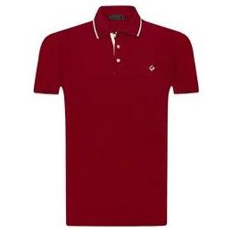 Poloshirt SIR RAYMOND TAILOR "Marcus", Herren, Gr. L, rot (bordeaux, meliert), 100% Baumwolle, unifarben, ohne Ausschnitt, Shirts, mit klassischem Kragen und kurzer Knopfleiste