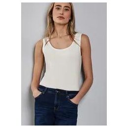 Tanktop Street One "Style Anni", Damen, Gr. 34, wei&szlig; (sanftes wei&szlig;), Jersey, Obermaterial: 48% Baumwolle, 48% Modal, 4% Elasthan, unifarben, regular fit taillenbedeckt, Rundhals, Tops Tanktop