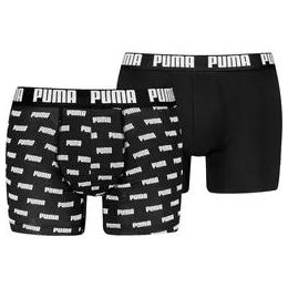 Boxershorts Puma "Puma MEN EVERYDAY LOGO PRINT BOXERS 2P", Herren, Gr. XL, schwarz, Single Jersey, Obermaterial: 95% Baumwolle, 5% Elasthan, k&ouml;rpernah, Unterhosen, 1x uni und 1x allover Logodruck