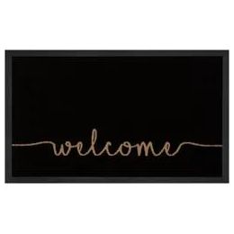 Fu&szlig;matte Hanse Home "Cozy Welcome, T&uuml;rmatte" Gr. 15, schwarz (schwarz, beige), B:45cm H:5mm L:75cm, Kunstfaser, Teppiche, Fu&szlig;matte, Waschbar, Schmutzfangmatte, Outdoor, Innen, Rutschfest, Wetterfest