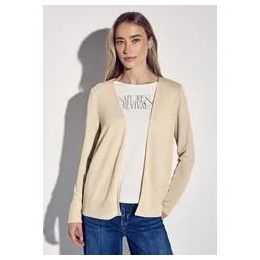 Cardigan Street One, Damen, Gr. 38, beige (cotton beige), Stoff, 60% Viskose, 40% Polyester, unifarben, gerade normal, ohne Ausschnitt, B&uuml;ndchen, Strickjacken, verschlusslos