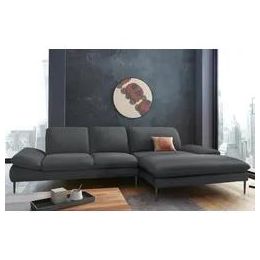 Ecksofa W.Schillig "enjoy&MORE, Designsofa, bequem, zeitlos und elegant, L-Form", schwarz (schwarz z59), B:340cm H:87cm T:185cm, Chenille-Flachgewebe R66 (85% Polyester, 15% Nylon);Longlife Xtra-Leder Z59: Glattleder mit modischer Pr&auml;gung. Hautst&auml;rke 0, 9 - 1, 1 mm;Stoff S37 (100% Polyester), Sofas, Ecksofa, Sitztiefenverstellung, F&uuml;&szlig;e schwarz pulverbeschichtet, Breite 340 cm