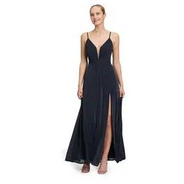 Abendkleid Vera Mont "Damen mit Lurexfaden", Damen, Gr. 40, Normalgr&ouml;&szlig;en, blau (dunkelblau, grau), Obermaterial: 92% Polyamid, 5% Polyester, 3% Elasthan. Besatz: 100% Polyamid. Futter: 100% Polyester, festlich, ausgestellt lang, V-Ausschnitt, Kleider Abendkleid