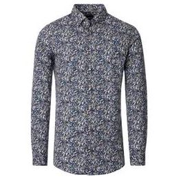 Businesshemd Venti "Venti Businesshemd Print", Herren, Gr. 38, Normalgr&ouml;&szlig;en, blau (dunkelblau), 97% Baumwolle, 3% Elasthan, bedruckt, sehr figurbetont, Hemden