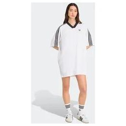 Shirtkleid Adidas ORIGINALS "ADICOLOR JACQUARD OVERSIZE", Damen, Gr. S, N-Gr, schwarz-wei&szlig; (wei&szlig;, schwarz), Obermaterial: 100% Polyester, Kleider Shirtkleid, sportlicher Stil, moderner 2000er-Vibe, aus Satin