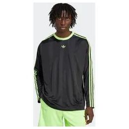 Langarmshirt Adidas ORIGINALS "Adidas ADICOLOR JACQUARD LONG-SLEEVE JERSEY", Herren, Gr. S, gr&uuml;n (schwarz, signal gr&uuml;n), Obermaterial: 100% Polyester, normal, Rundhals, Shirts Langarmshirt