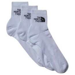 Sportsocken The North Face "MULTI SPORT CUSH QUARTER SOCK 3P", Herren, Gr. S (38/40), wei&szlig; (tnf wei&szlig;), Materialmix, unifarben, Socken Sportsocken, f&uuml;r Erwachsene, mit Logostickerei, mit Bel&uuml;ftungszonen