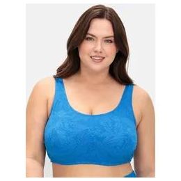 Bustier-Bikini-Top sheego, Damen, Gr. 46, Cup C, blau (kobaltblau), Elasthan, Polyamid, Bikini-Oberteile