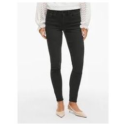 Skinny-fit-Jeans Vila "VISARAH RW SKINNY JEANS BLK BUB00-NOOS", Damen, Gr. S (36), L&auml;nge 32, schwarz (schwarz denim), Denim/Jeans, Obermaterial: 91% Baumwolle, 7% Polyester, 2% Elasthan, unifarben, skinny fit kn&ouml;chellang, Jeans