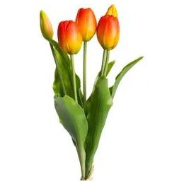 Kunstblume OTTO HOME "Tulpenb&uuml;ndel Holland real Touch", orange (orange, gelb), B:10cm H:35cm T:10cm &Oslash;:10cm, Kunststoff, Kunstpflanzen