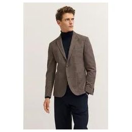 Sakko Bugatti "Modern Fit", Herren, Gr. 52, 390, braun, 52% Polyester, 36% Baumwolle, 12% Viskose, unifarben, normal, Manschette, Sakkos Sakko, Jersey Stretch mit Taschen