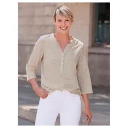 Schlupfbluse Classic Basics, Damen, Gr. 56, orange (sand, koralle, kariert), 100% Baumwolle, gemustert, kariert, mehrfarbig, Rundhals, Blusen Schlupfbluse
