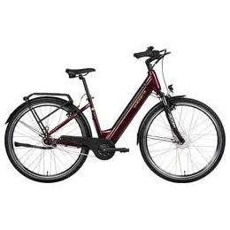 E-Bike SAXONETTE "SAXONETTE Comfort Plus 5.0 E-Bike Damen 28 Zoll" Gr. 45, schwarz (burgundy, schwarz), Elektrofahrr&auml;der, 45cm, 28 Zoll (71,12cm), (mit integr. Akku), Elektrofahrrad f&uuml;r Alltag und Einkauf