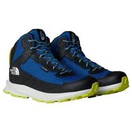 Wanderschuh The North Face "Y FASTPACK HIKER MID WP", Kinder, Gr. 35, hero blau, tnf schwarz, Leder, Schuhe Wanderschuh, wasserdicht, mit profiliertem Laufsohlenprofil, mit Gummilaufsohle