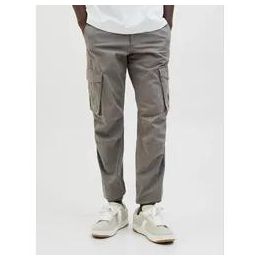 Jack & Jones Cargohose JACK & JONES "JPSTKANE NOAH CUFFED CARGO NOOS", Herren, Gr. S, N-Gr, grau (granite grau), Web, Obermaterial: 98% Baumwolle, 2% Elasthan, unifarben, relaxed fit kn&ouml;chellang, Hosen Cargohose