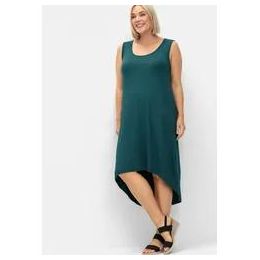 Sommerkleid sheego "Strandkleid", Damen, Gr. 56, Normalgr&ouml;&szlig;en, petrol, 95% Viskose, 5% Elasthan, unifarben, wadenlang, Rundhals, Kleider Sommerkleid