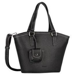 Shopper Gabor "Layla", Damen, Gr. B/H/T: 30cm x 21,5cm x 11cm, schwarz, Polyurethan, Taschen Shopper, aus genarbtem Lederimitat mit Kontrastn&auml;hten sowie Ziernanh&auml;nger