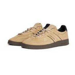 Tommy Hilfiger Sneaker TOMMY JEANS "THE GREENWICH EDGE SUEDE", Herren, Gr. 44, schwarz (beige, schwarz), Veloursleder, Schuhe Sneaker, Freizeitschuh, Halbschuh, Schn&uuml;rer mit farblicher Pasepelierung