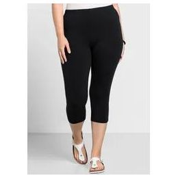 Leggings sheego, Damen, Gr. 50, Normalgr&ouml;&szlig;en, schwarz, 95% Baumwolle, 5% Elasthan, unifarben, Hosen Leggings