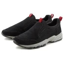 Sneaker John Devin "Lederschuh, Slipper, Halbschuhe, Freizeitschuhe, Ledersneaker", Herren, Gr. 46, schwarz, Obermaterial: 80% Rindsleder, 20% Textilmaterial. Decksohle: 100% Textilmaterial. Futter: 100% Textilmaterial. Laufsohle: 100% Synthetik, kontrastfarbene Details, unifarben mit Farbeinsatz, Basic, Schuhe Sneaker, Slip-On-Sneaker zum Reinschl&uuml;pfen aus Leder