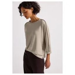 3/4-Arm-Shirt Street One, Damen, Gr. 38, morning beige, Jersey, Obermaterial: 48% Baumwolle, 48% Modal, 4% Elasthan, unifarben, regular fit normal, U-Boot-Ausschnitt, Aufschlag, Shirts 3/4-Arm-Shirt, mit Galonstreifen