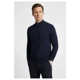 Strickjacke OLYMP, Herren, Gr. L, blau (marine), Strick, Obermaterial: 100% Baumwolle, regular fit, Rippb&uuml;ndchen, Strickjacken Strickjacke, Stehkragen, regular fit
