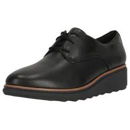 Sneaker Clarks "Sharon Rae", Damen, Gr. 41, schwarz, Leder, Schuhe Sneaker, mit ultrabequemem OrthoLite&Acirc; Hybrid&Acirc; Fu&szlig;bett