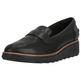 Slipper Clarks "Sharon Gracie", Damen, Gr. 39, schwarz, Leder, Schuhe Slipper, mit extra Sto&szlig;d&auml;mpfung f&uuml;r ultimativen Komfort