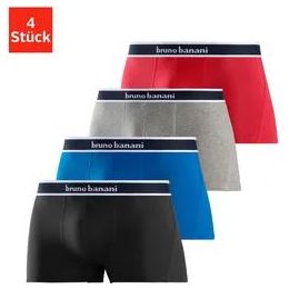 Boxer Bruno Banani "Boxershorts f&uuml;r Herren", Herren, Gr. XL, blau (rot, grau, meliert, schwarz, royalblau), Jersey, Obermaterial: 92% Baumwolle, 8% Elasthan (LYCRA), unifarben, k&ouml;rpernah, Unterhosen, mit Steifen und Logo im Bund