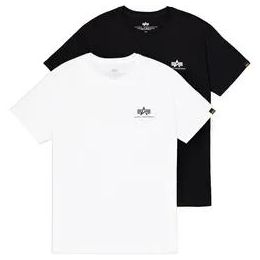 T-Shirt Alpha Industries "Basic T-Shirt SL 2 Pack", Herren, Gr. M, schwarz, wei&szlig;, Obermaterial: 100% Baumwolle, Shirts T-Shirt