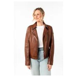 Lederjacke Mauritius "MWFarah", Damen, Gr. M, schwarz cognac, Obermaterial: 100% Schafsleder. Futter: 100% Baumwolle. &Auml;rmelfutter: 100% Polyester, unifarben, normal, mit Rei&szlig;verschluss, Jacken, mit Reverskragen
