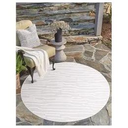 Teppich Carpet City "In-& Outdoorteppich Santorini 450, 3D-Effekt, Gestreift", beige (creme), H:5mm &Oslash;:120cm, Polypropylen, Teppiche, Teppich, Wetterfest & UV-best&auml;ndig f&uuml;r Terrasse, Balkon, K&uuml;che, Flur