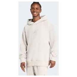 Kapuzensweatshirt Adidas SPORTSWEAR "ALL SZN LUXE HOODIE", Gr. L, grau (wonder aluminium), Obermaterial: 100% Polyester, angesetztes B&uuml;ndchen, Sweatshirts