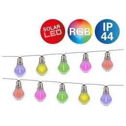 N&auml;ve N&Auml;VE LED-Lichterkette "Linda", bunt, Dioden 10 Stk. Flammen 10 Stk., Kabell&auml;nge 1,8m x Gesamtl&auml;nge 3,7m, Lichterketten, Solar, 10 Gl&uuml;hbirnen klar, RGB-LED, D&auml;mmerungssensor, Zuleitung 180cm