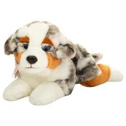 HERMANN TEDDY ORIGINAL Kuscheltier TEDDY HERMANN "Australian Shepherd, liegend, 40 cm", wei&szlig;, Pl&uuml;schfiguren, KinderB:14cm H:18cm L:40cm, Polyester, Kuscheltier, zum Teil aus recyceltem Material, B:14cm H:18cm L:40cm