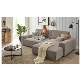 Ecksofa Home Affaire "NEU: SHERWOOD XXL 284, Big-Sofa L-Form, tiefe Sitzfl&auml;che 95 cm, Cord", greige, B:284cm H:90cm T:195cm, 100% Polyester, Sofas, Ecksofa, Recamiere rechts/links, als Schlafsofa stellbar, Cord u. Leinenoptik