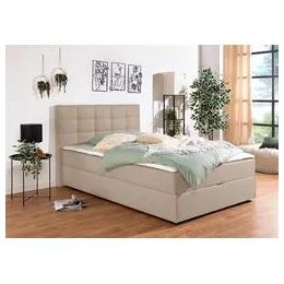 Boxbett Home Affaire "Ovalo auch in &Uuml;berl&auml;nge erh&auml;ltlich", beige, creme, B:154cm L:230cm, Komplettbetten, Boxspringbett, wahlweise mit Bettkasten, in H2, H3 & H4 erh&auml;ltlich, Topseller