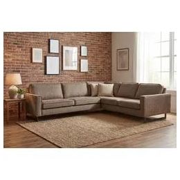 Ecksofa Home Affaire "Pinto, XXL, 250/290 cm, langer Schenkel, Ottomane", braun, B:290cm H:85cm T:250cm, 100% Polyester, Sofas, Ecksofa, Cord, Chenille, Lederoptik, mit Keder, Metallf&uuml;&szlig;e, Wellenunterfederung