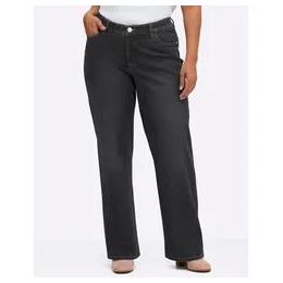 Bequeme Jeans sheego, Damen, Gr. 40, Normalgr&ouml;&szlig;en, schwarz denim, 56% Baumwolle, 19% Polyester, 14% Lyocell, 10% Viskose, 1% Elasthan, unifarben, lang, Jeans