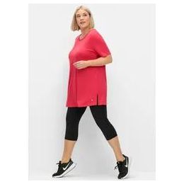 Longshirt sheego "Longshirt", Damen, Gr. 44/46, pink (sorbet pink), 90% Polyester, 10% Elasthan, unifarben, Rundhals, Shirts Longshirt