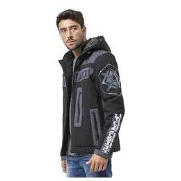 Cipo & Baxx Parka CIPO & BAXX "Jacke", Herren, Gr. XL, schwarz, Stoff, 100% Polyester, bedruckt, regular fit normal, Jacken Parka, im modernen Look