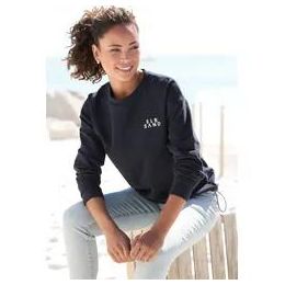 Sweatshirt ELBSAND "Carisa", Damen, Gr. L (40), marine, Sweatware, Obermaterial: 95% Baumwolle, 5% Elasthan, unifarben, figurumspielend h&uuml;ftlang, Rundhals, Sweatshirts Sweatshirt, mit verstellbarem Gummizug am Saum, lockere Passform, casual-sportlich