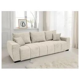 Schlafsofa Home Affaire "Bello, B: 239 cm, Liegefl. 142x194 cm", beige, B:239cm, 100% Polyester, Sofas, Schlafsofa, Bettfunktion, Bettkasten & 2 Zierkissen, Federkern