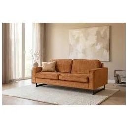 3-Sitzer Home Affaire "Maxi-Ausf&uuml;hrung Pinto, 236 cm, Cord, Chenille, Lederoptik", brick rot, B:236cm H:85cm T:97cm, 100% Polyester, Sofas, mit Keder, schwarze Metallf&uuml;&szlig;e, Wellenunterfederung